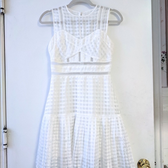 Self-Portrait | Dresses | Selfportrait Elegant White Sheer Mesh Lace ...